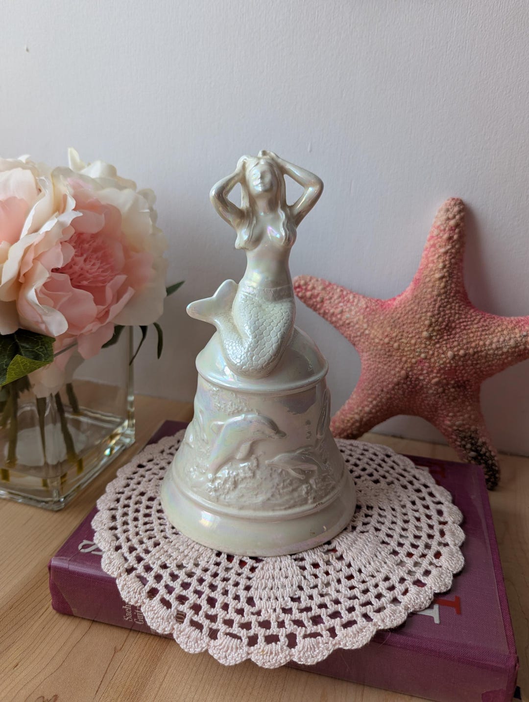 Vintage 1986 Handmade Iridescent Mermaid & Dolphin Bell Without the ...