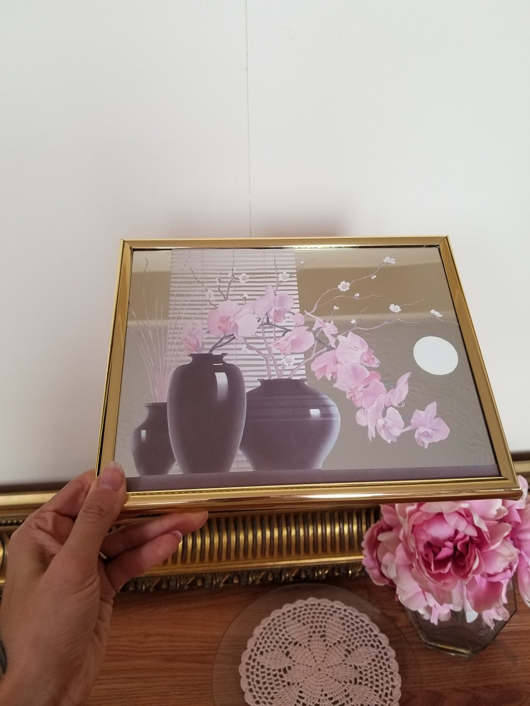 Vintage 80s Smallretro Exotic Kitsch Boho Gold Framed Wall Mirror ...