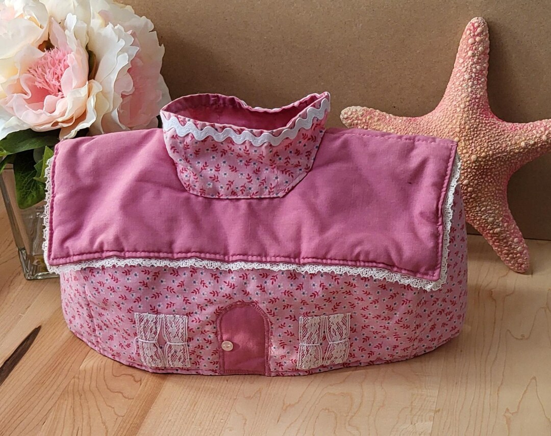Vintage Handmade Pink Fabric Tissue Box Cover. Flower and Lace. Shabby ...