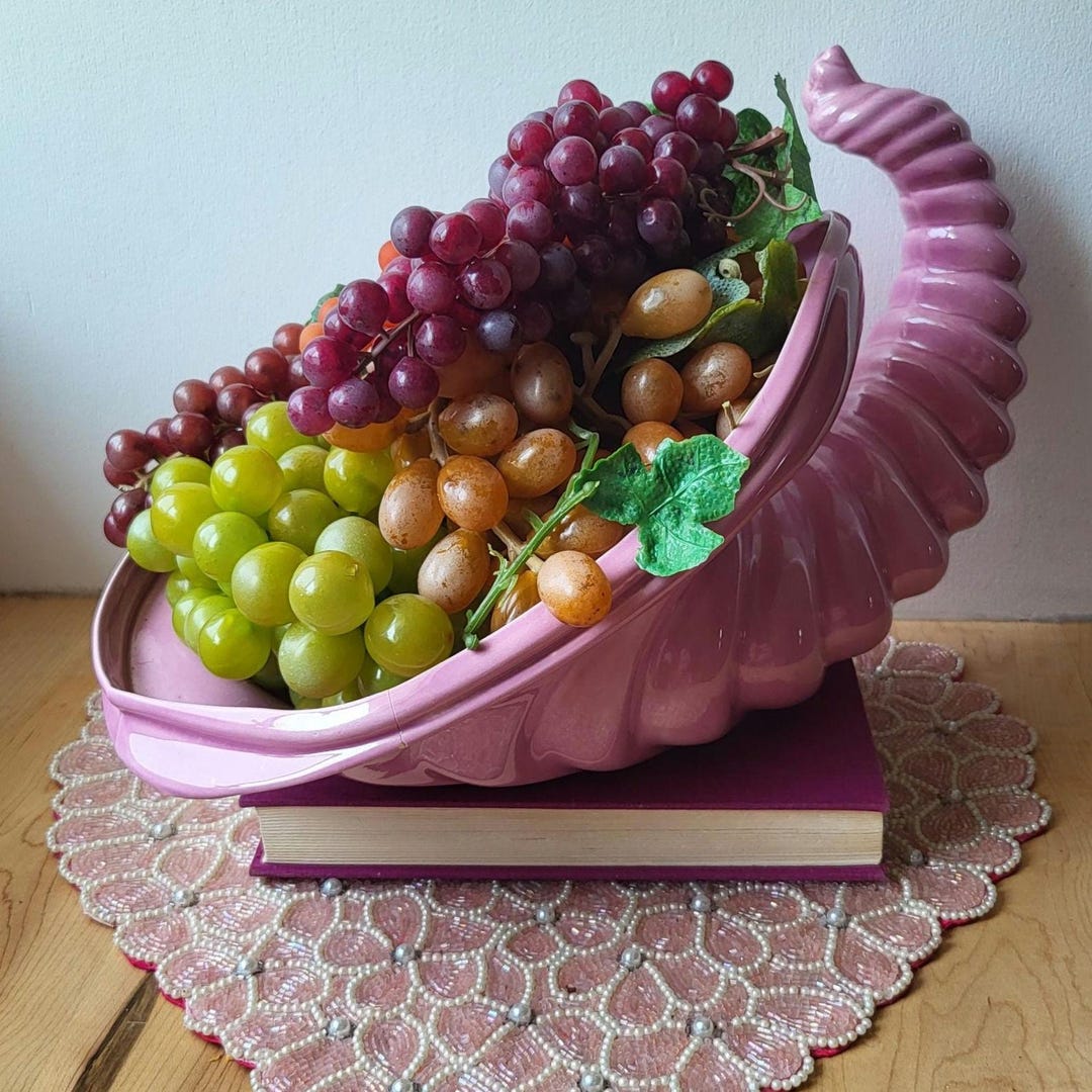 Vintage Purple Cornucopia Planter Hand Made and Painted Empty Pocket - Etsy