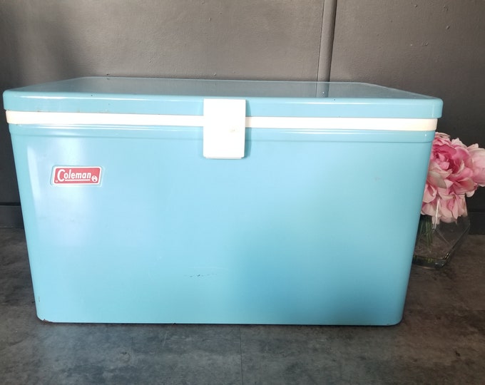 Retro COOLER COLEMAN Awesome Turquoise Blue 1960s Great Condition Metal ...