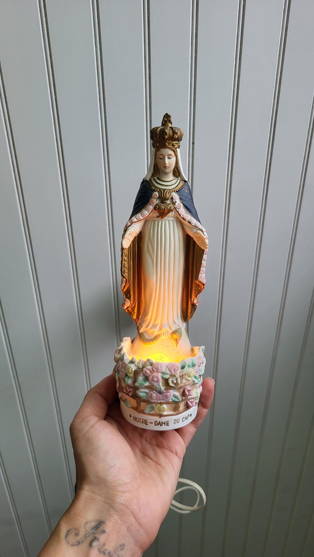 Vintage Notre-dame Du Cap Lamp Religious Statue Light, 9” Porcelain ...