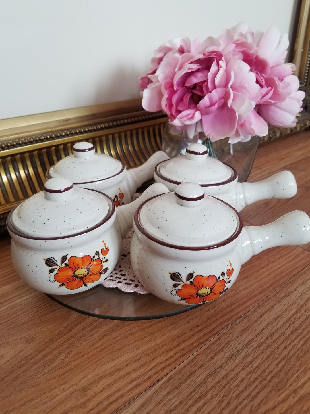 Momoyama Valencia Poppy Stoneware Covered Soup Crocks, Set of 4 | Made ...