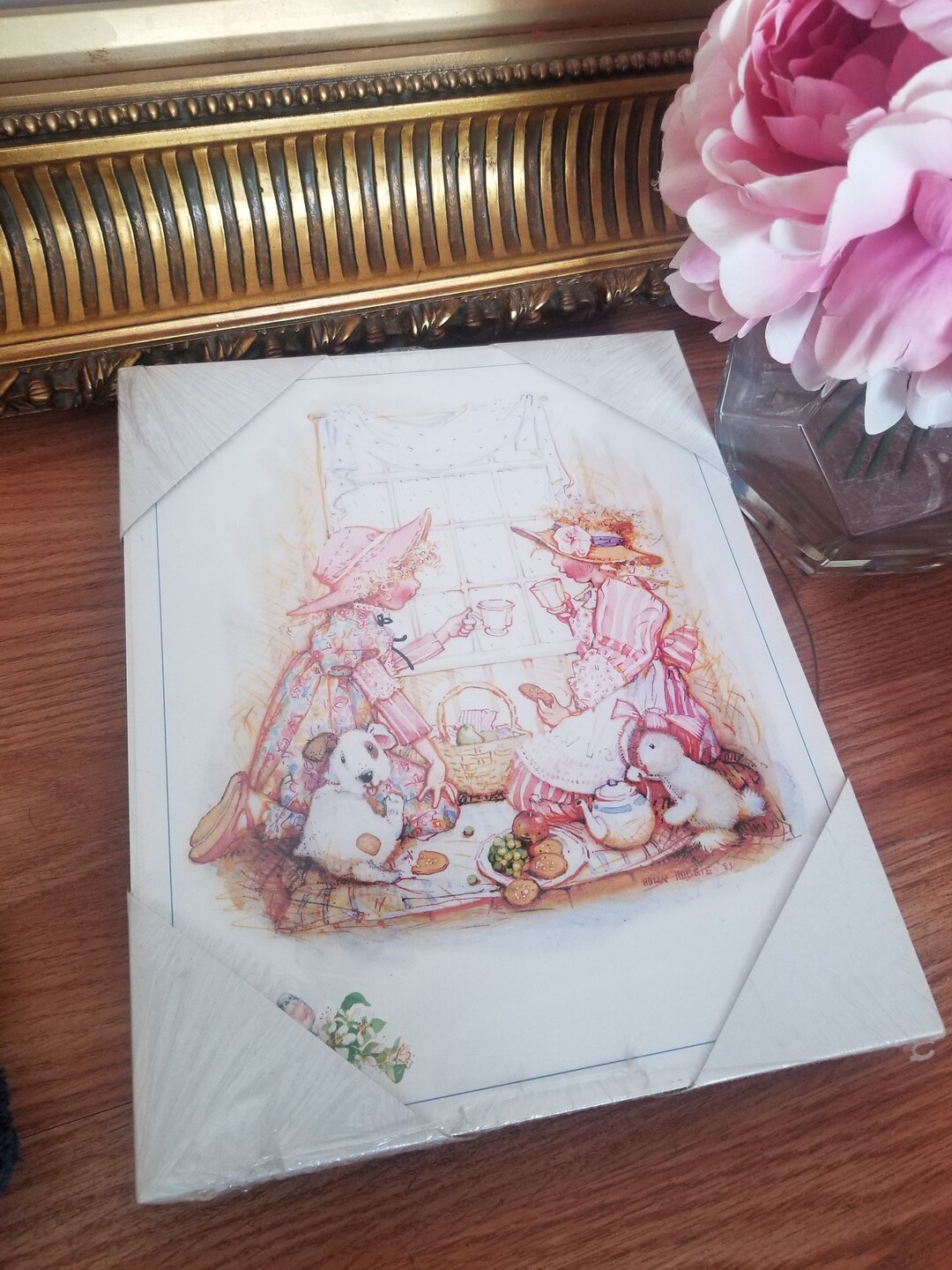 Vintage Holly Hobbie 1989 Cadre Dimpression Murale Amis Prenant Du Thé Lapin Et Chien - Etsy