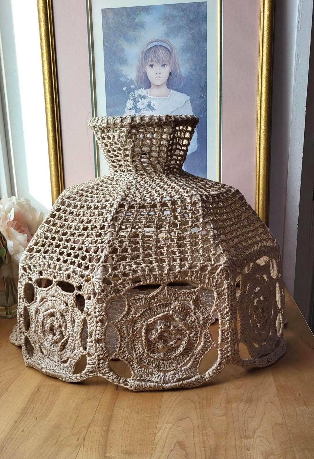 Vintage Real 70's Macrame With Big Roses Lampshade Tiffany Shapped - Etsy