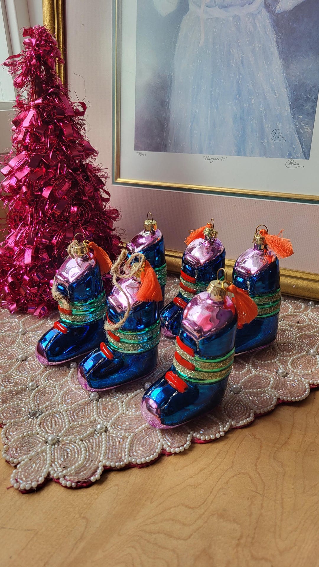 Vibtage Set of 6 Ski Boots Glass Ornament Ski Gear Snowboarding Glass ...
