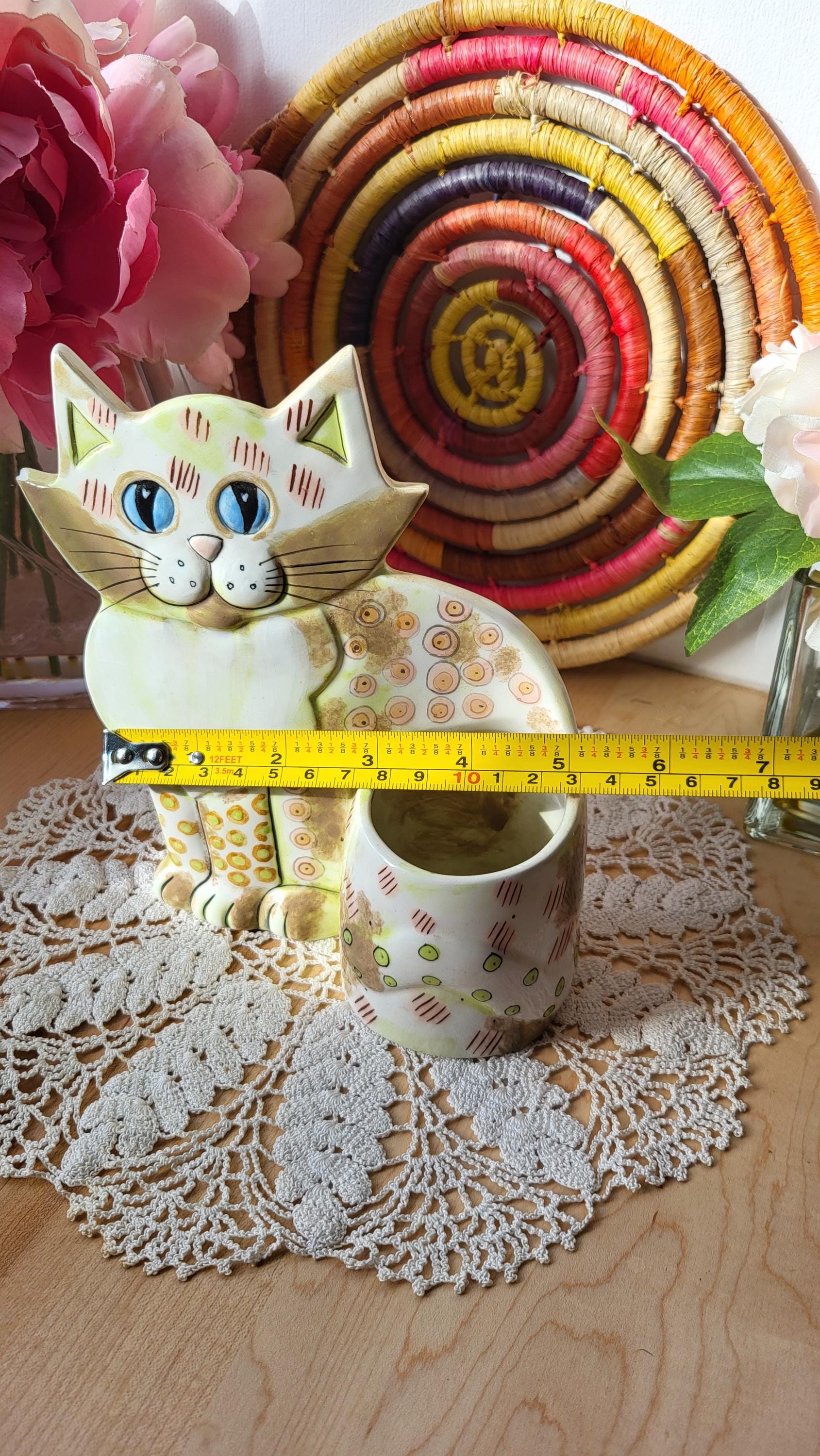 Vintage Ceramic Toothpicks or Planter Holder Bella Casa Cat Shape ...