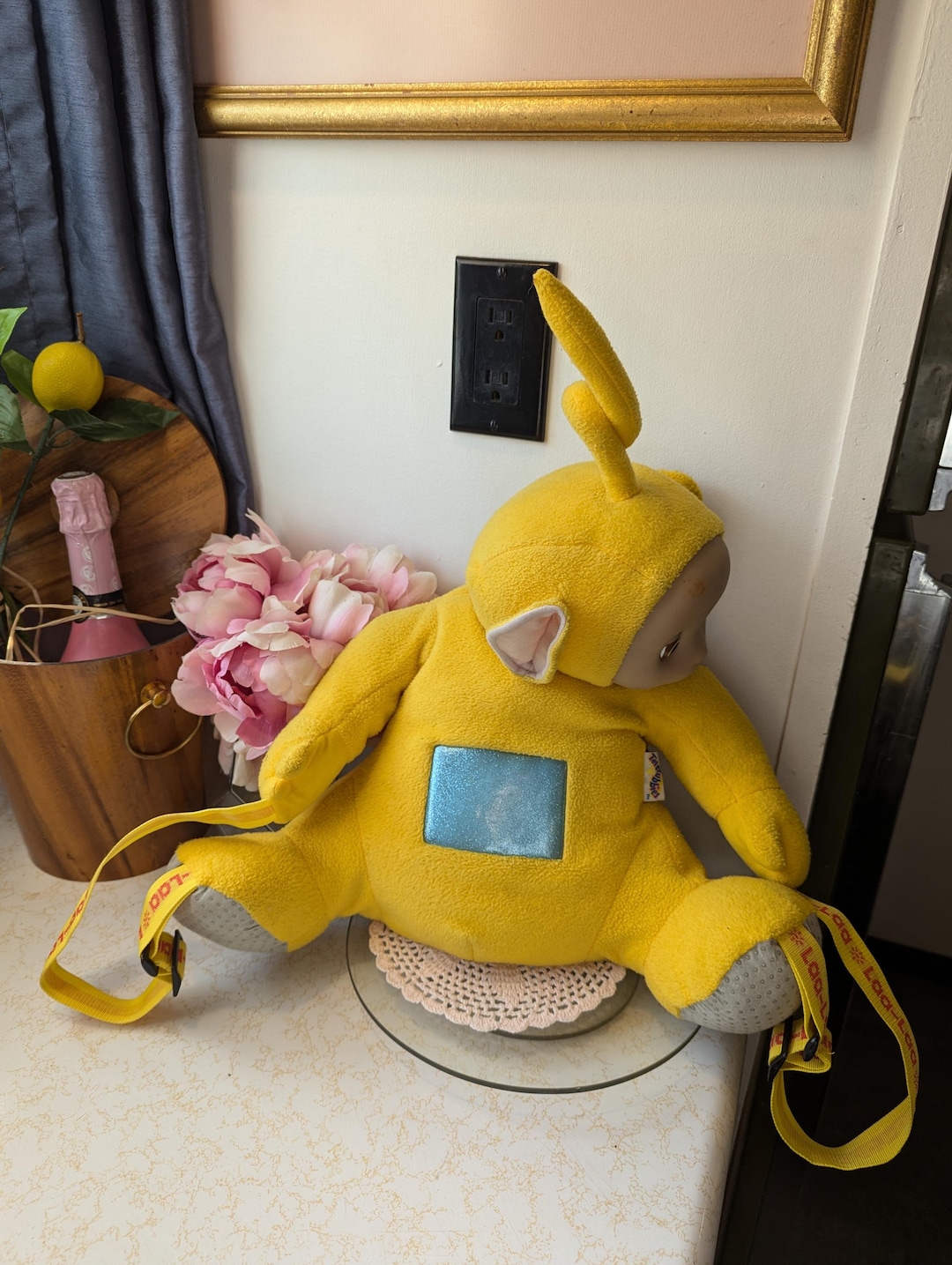 Vintage Official Teletubbies Laa-laa Plush Backpack, Yellow 90s Vintage Plush Backpack Kids ...