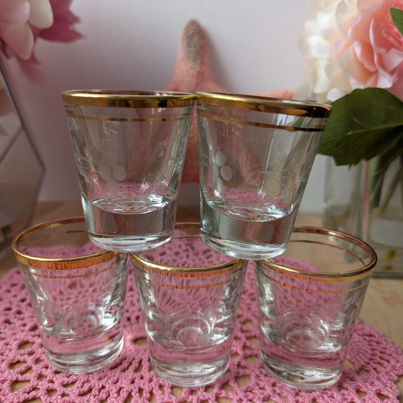 Gold Rim Drinking Glasses - Etsy