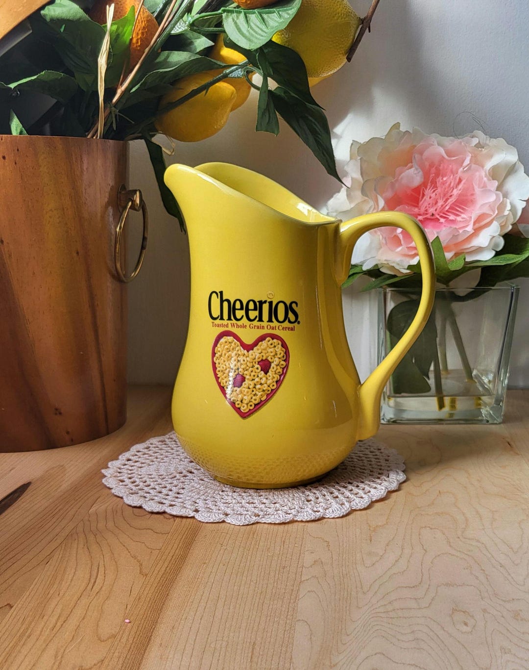 Vintage Cheerios Cereal Milk Pitcher. Bright Yellow Water Pitcher. - Etsy