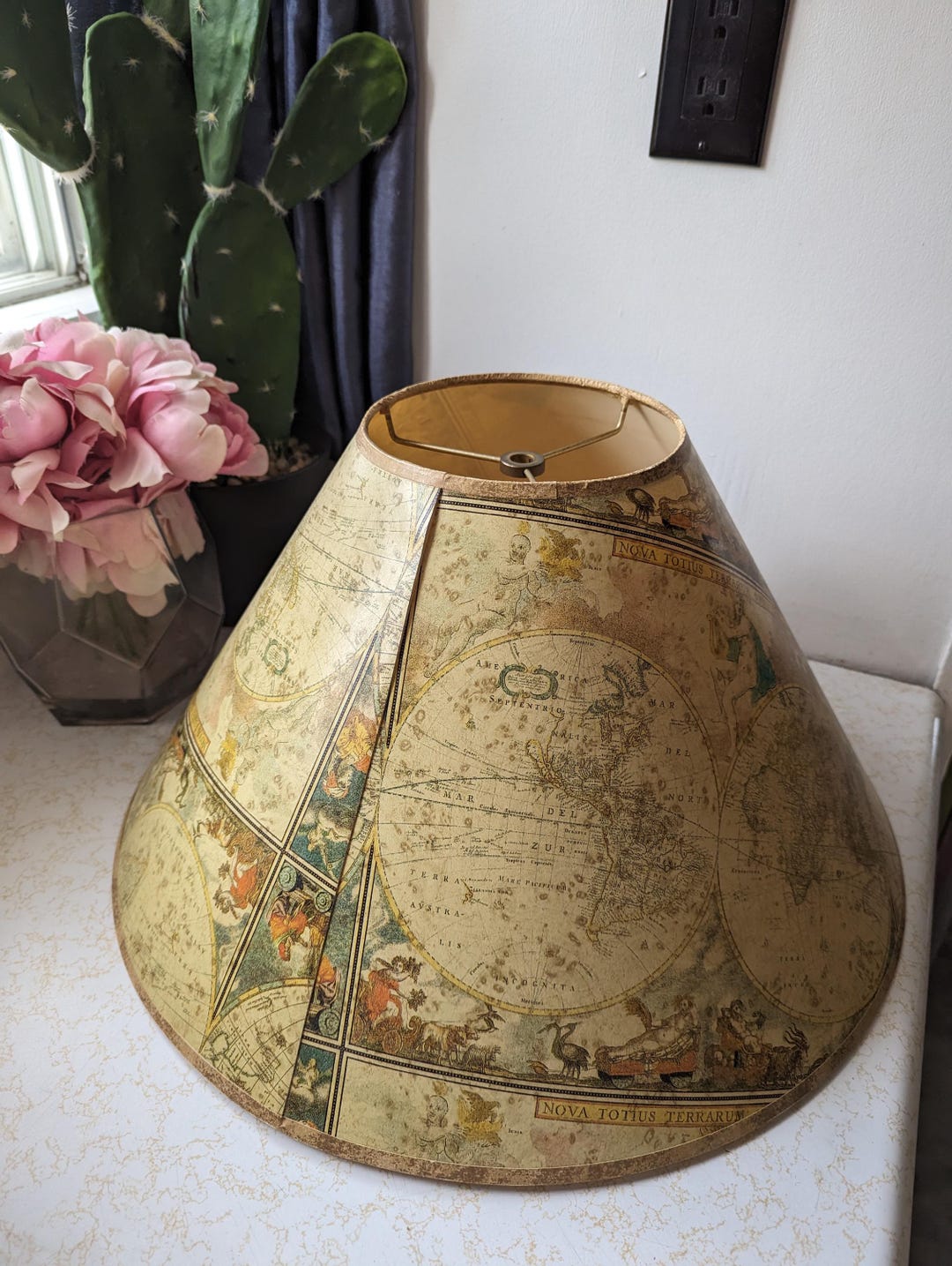 Vintage Large Globe Old World Map Lamp Shade - Etsy