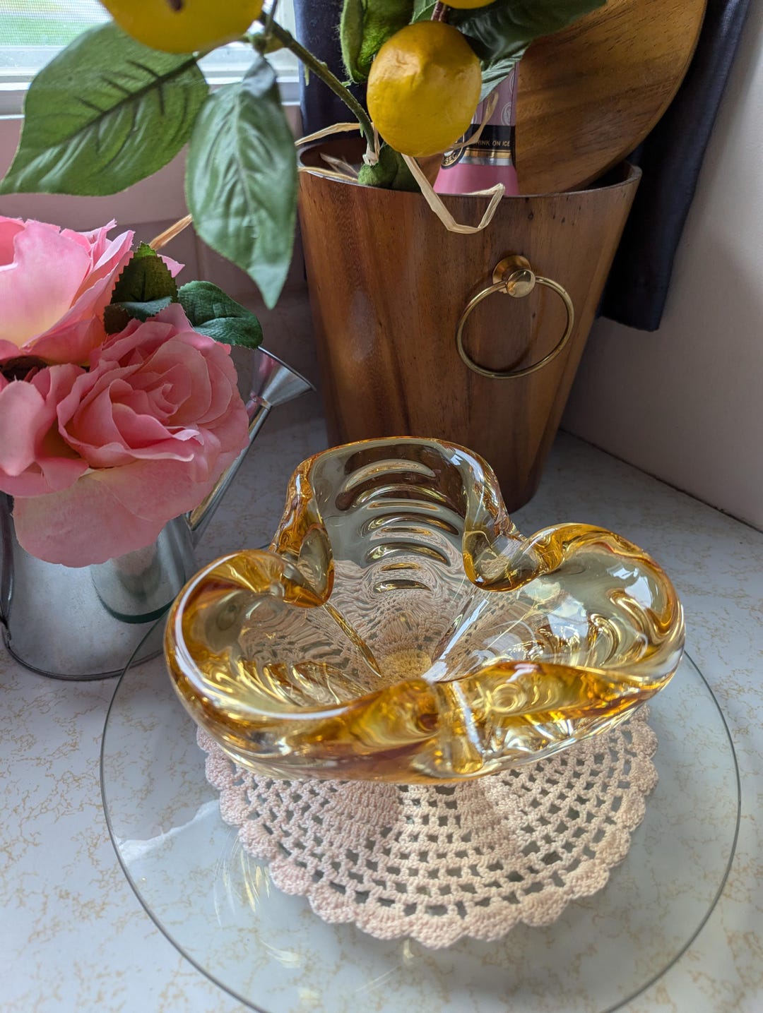 Chalet Ashtray Art Glass Hand Blown Candy Trinket Dish Centrepiece ...