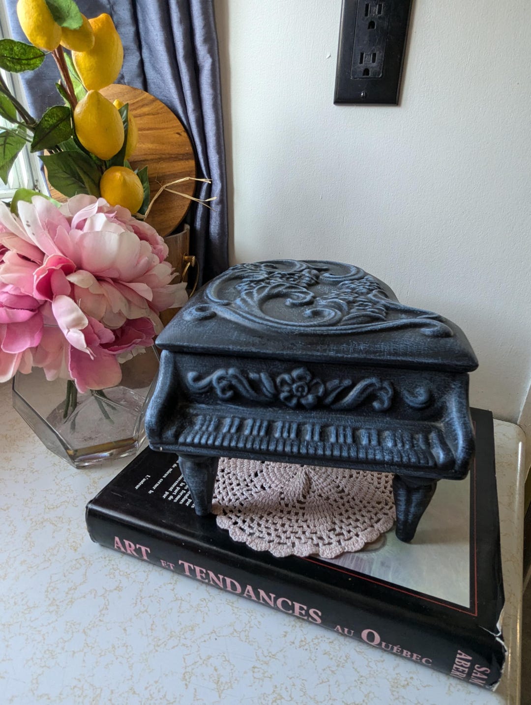 Vintage Mid-century Ceramic Grand Piano Jewelry Box/vanity Trinket Box ...