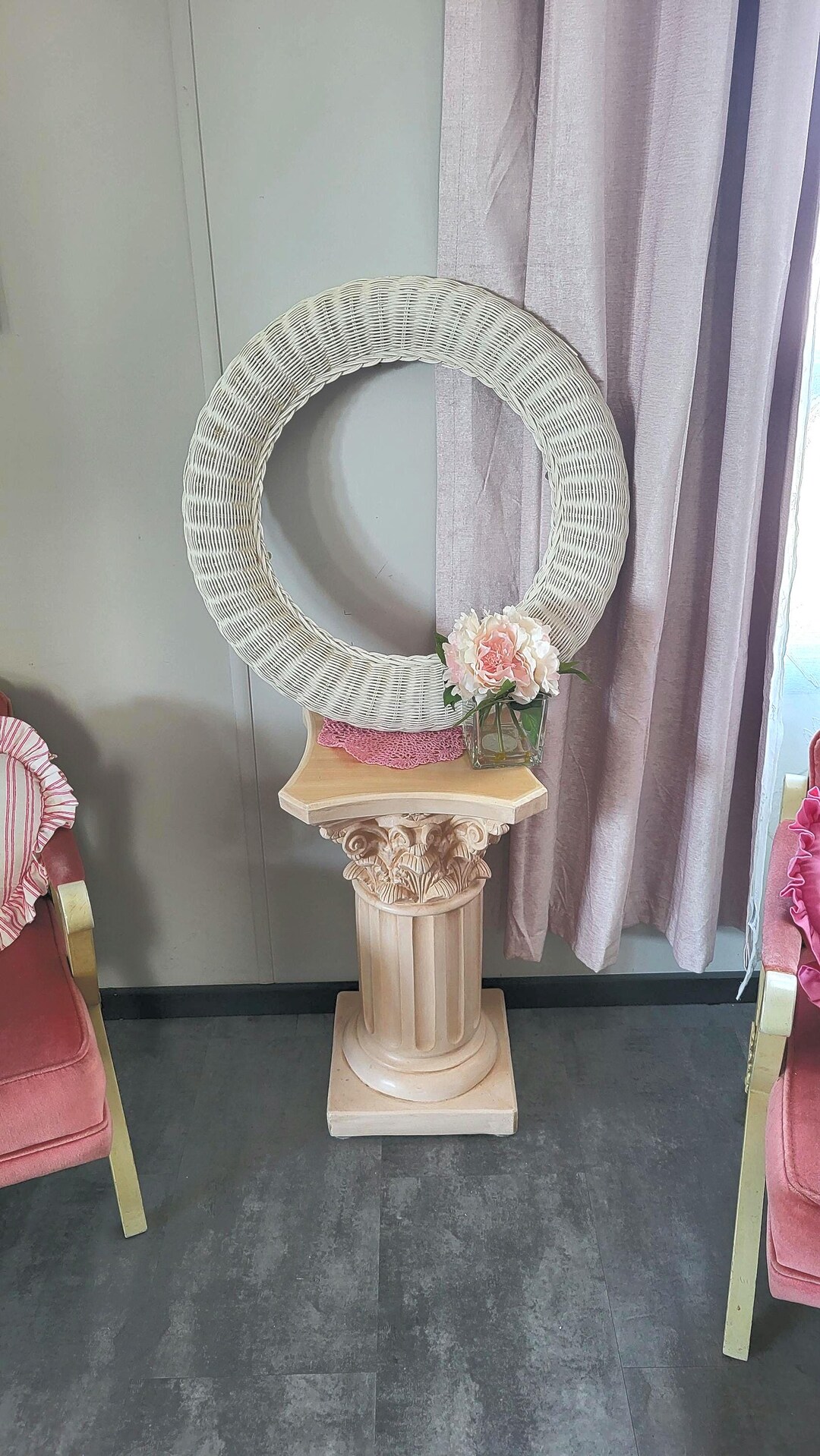 Vintage White Wicker Large Round Frame 24" Boho Decor - Etsy
