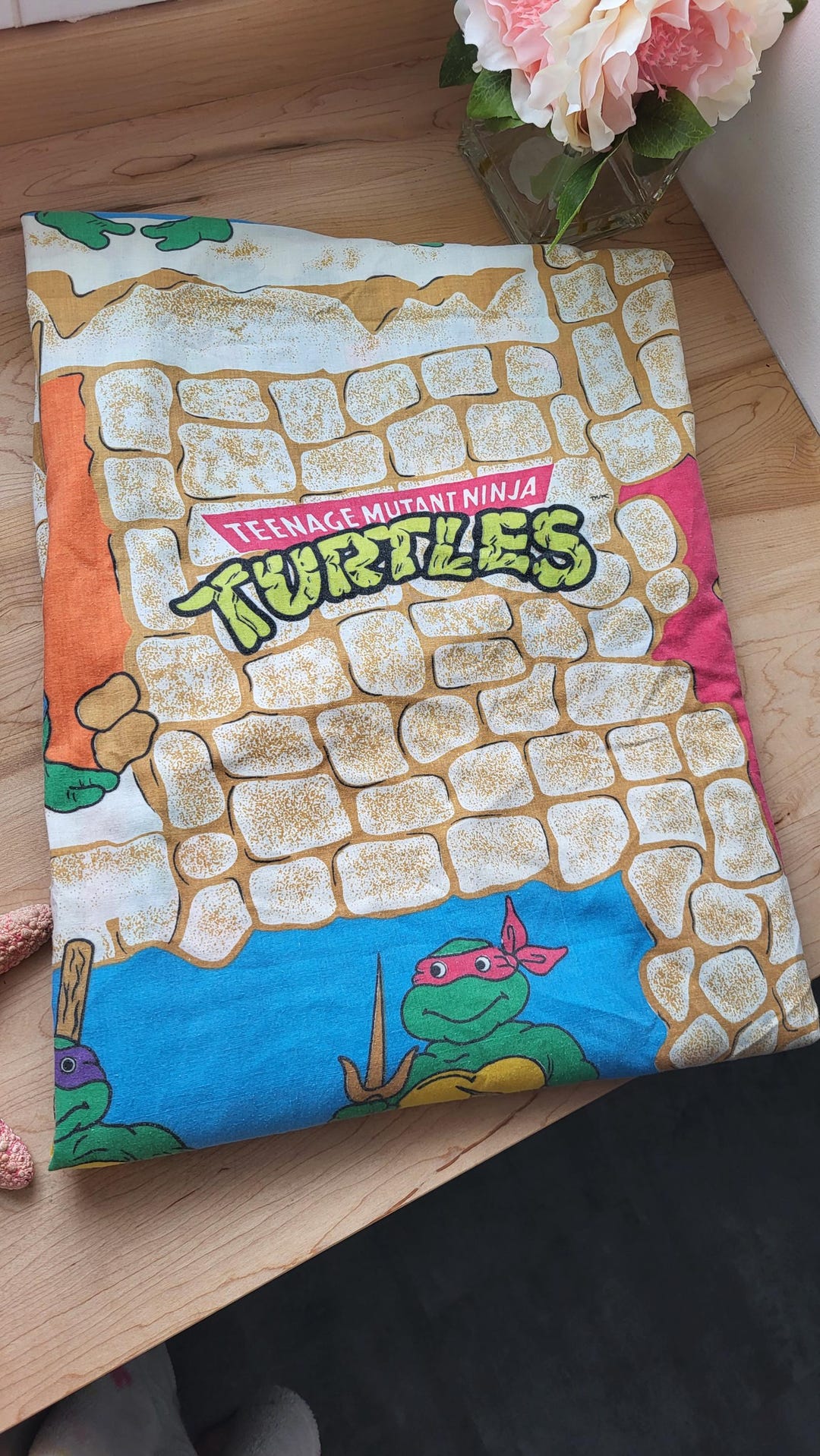 Vintage 1988 Teenage Mutant Ninja Turtles TMNT Bed Sheet Flat Twin ...