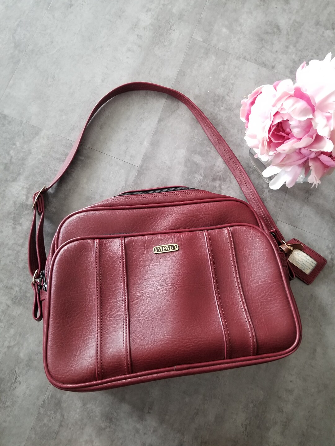 Vintage Red Burgundy SEARS Overnight Bag, Mid-century Carry-on Luggage ...