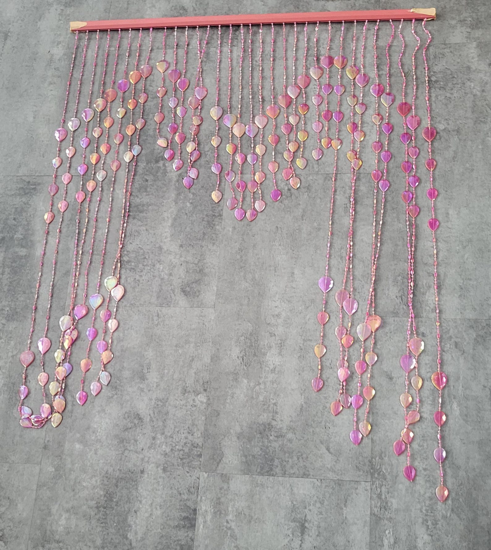 Vintage Y2K Pink Acrylic Beaded Heart Door Curtain. Home Decor Tassel ...