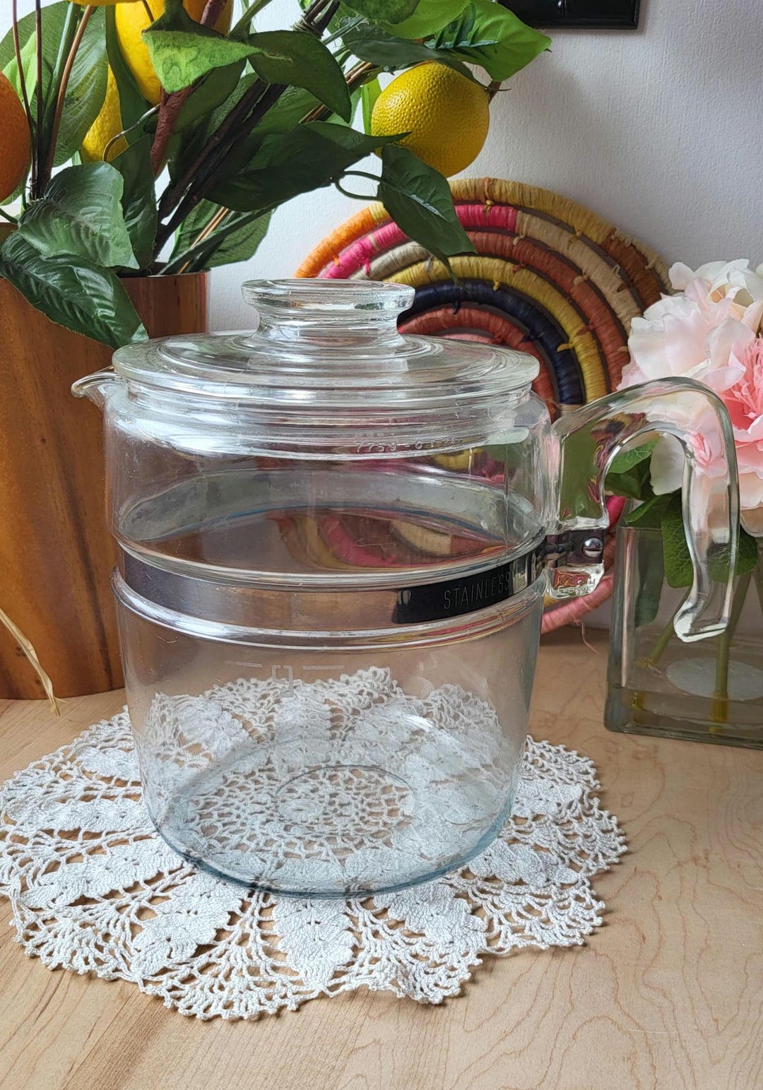 Vintage 7759 Pyrex Flameware Percolateur Pyrex 6 Cup Percolator Clear ...