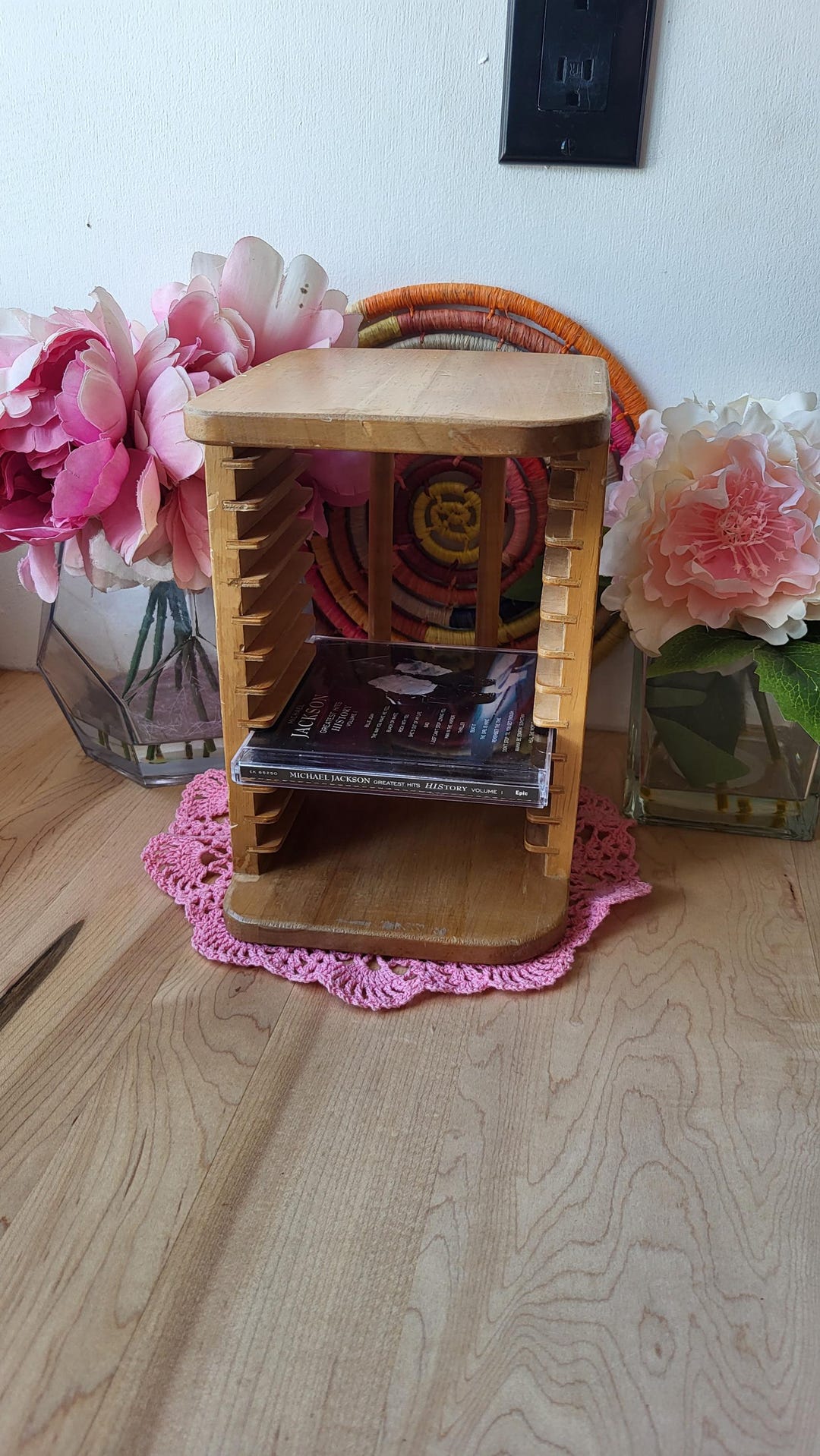 Vintage Wooden CD Rack Tower Made in Indonesia 12 Cds - Etsy