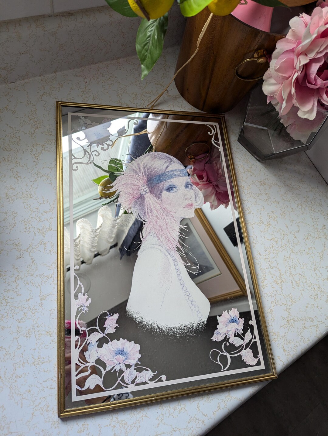 Wonderful Vintage Art Nouveau, Lady Flapper Mirror, Collectibles, Wall ...