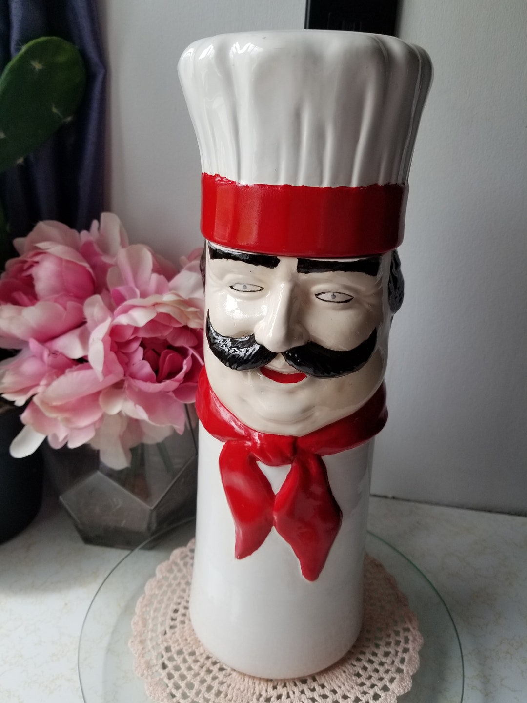 Vintage Pasta Container Italian Chef Pasta Holder Ceramic Pasta Keeper ...