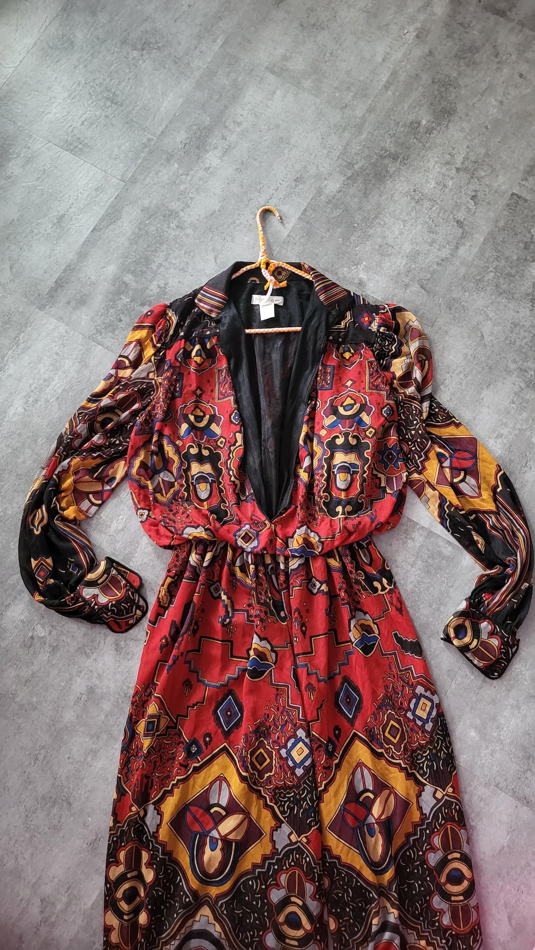 Vintage 70's Fionella Paris Psychedelic One Piece Autumn Colors Made in ...