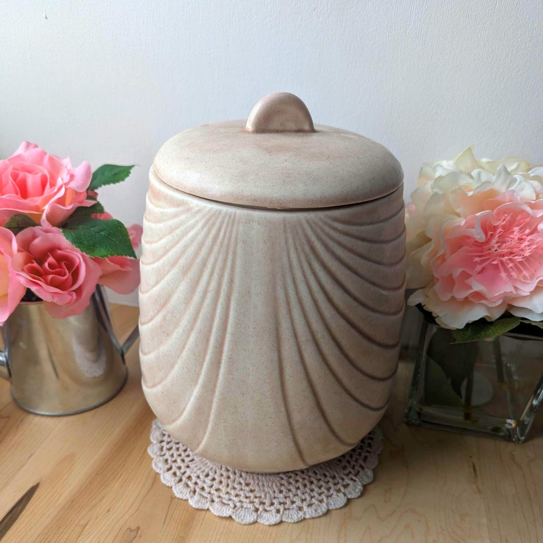 Vintage Art Deco Revival 80's Cookie Jar or Container Soft Pink ...