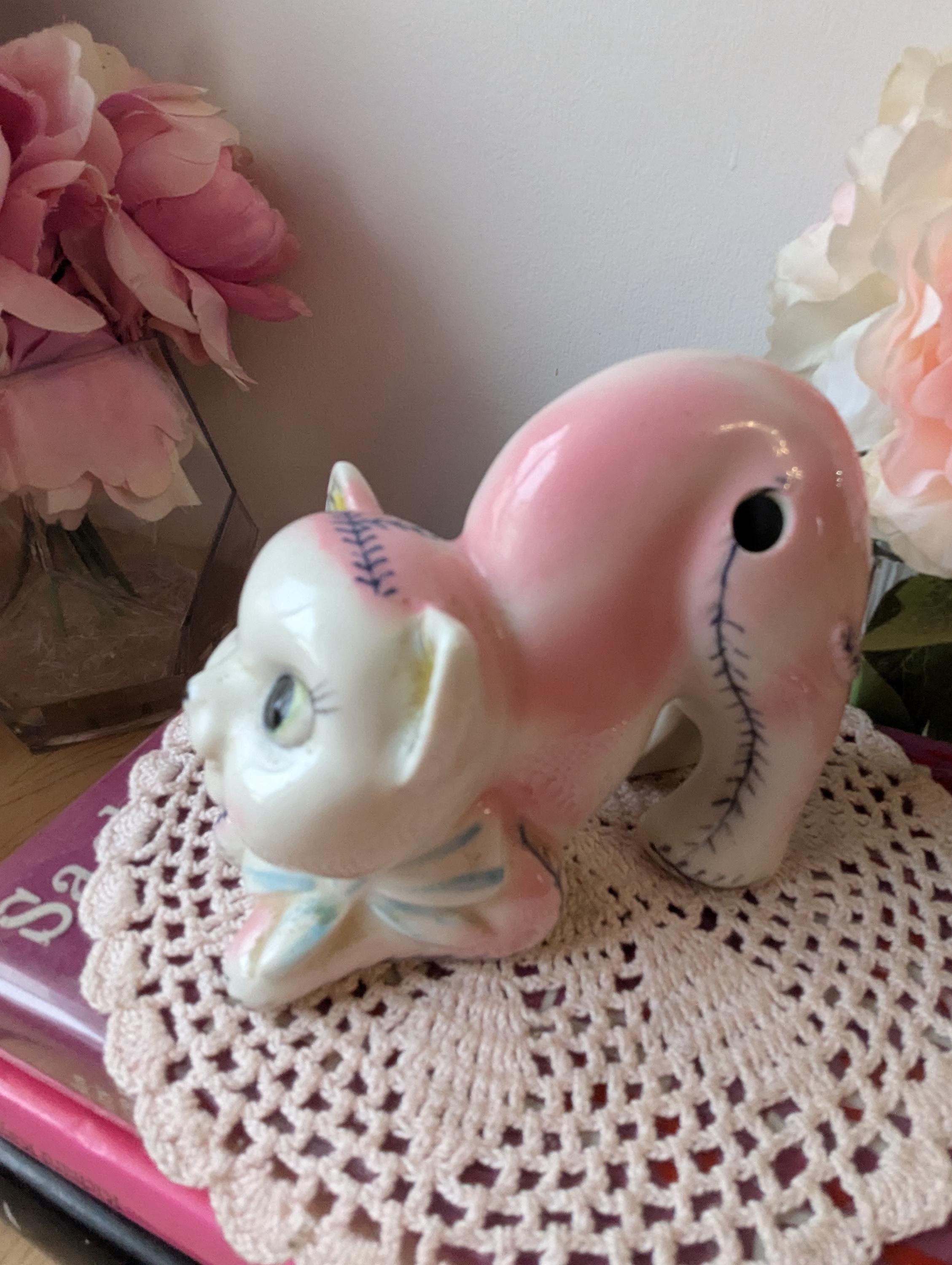 Vintage Kitsch Japan Pink Cat Arch Back Pottery - Etsy