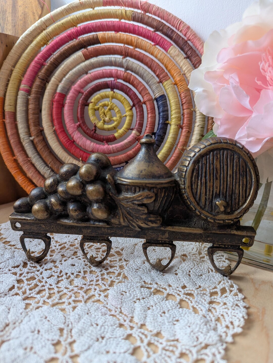 Vintage Brass Kitchen Hooks, Apron Hanger, Metal Decorative Hooks Made ...