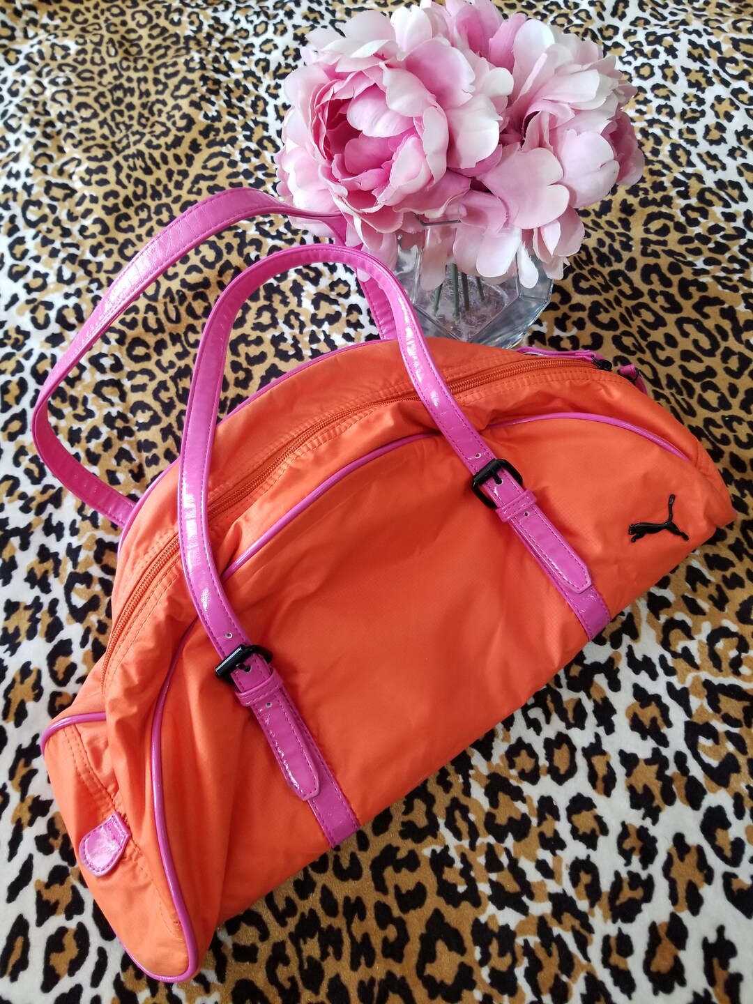 Vintage Y2K Puma Fabric Purse Small Gym Bag Handbag Orange and Pink - Etsy