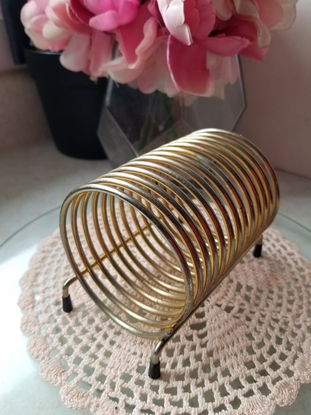 Vintage Brass Office Coil / Vintage Lp Stand for Record Album Coil ...