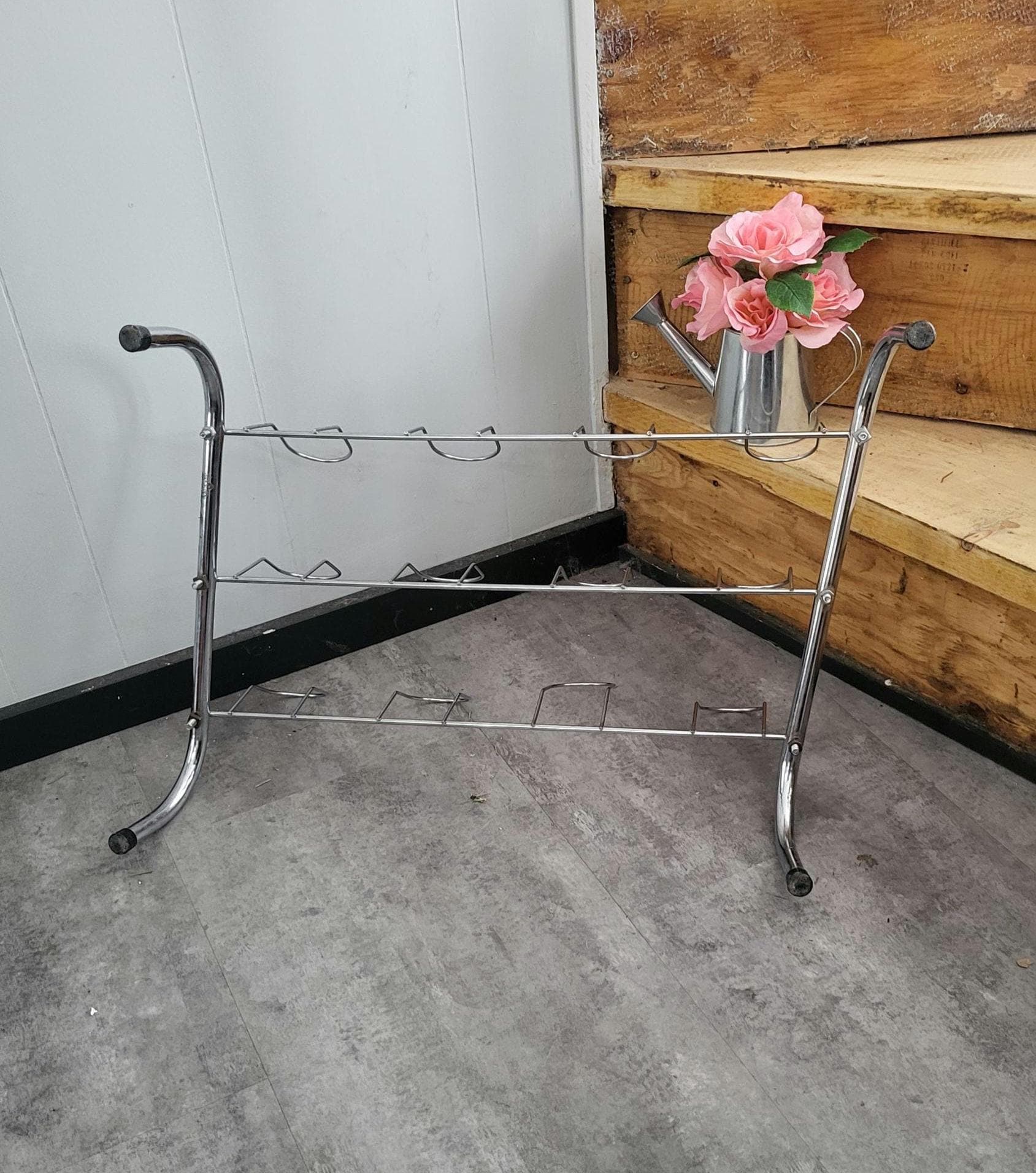 MCM Atomic Chrome Shoe Rack, Vintage Metal 6 Pair Shoes Rack. - Etsy