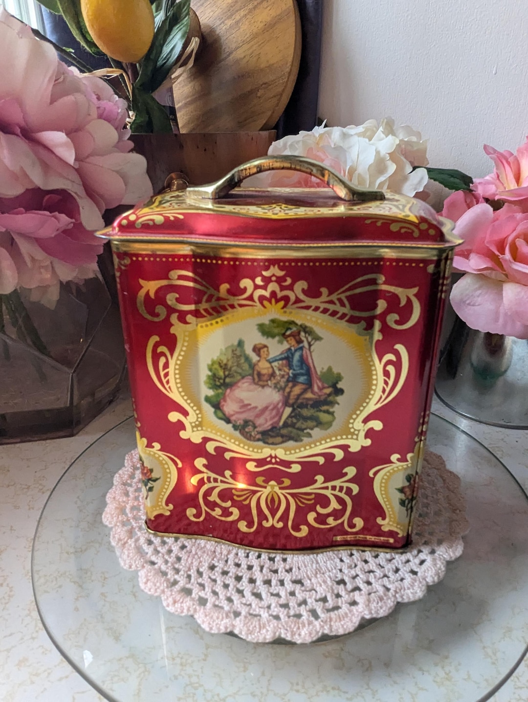 Vintage French Victorian Metal Biscuit Tin Storage Tin Kitchenware Made ...