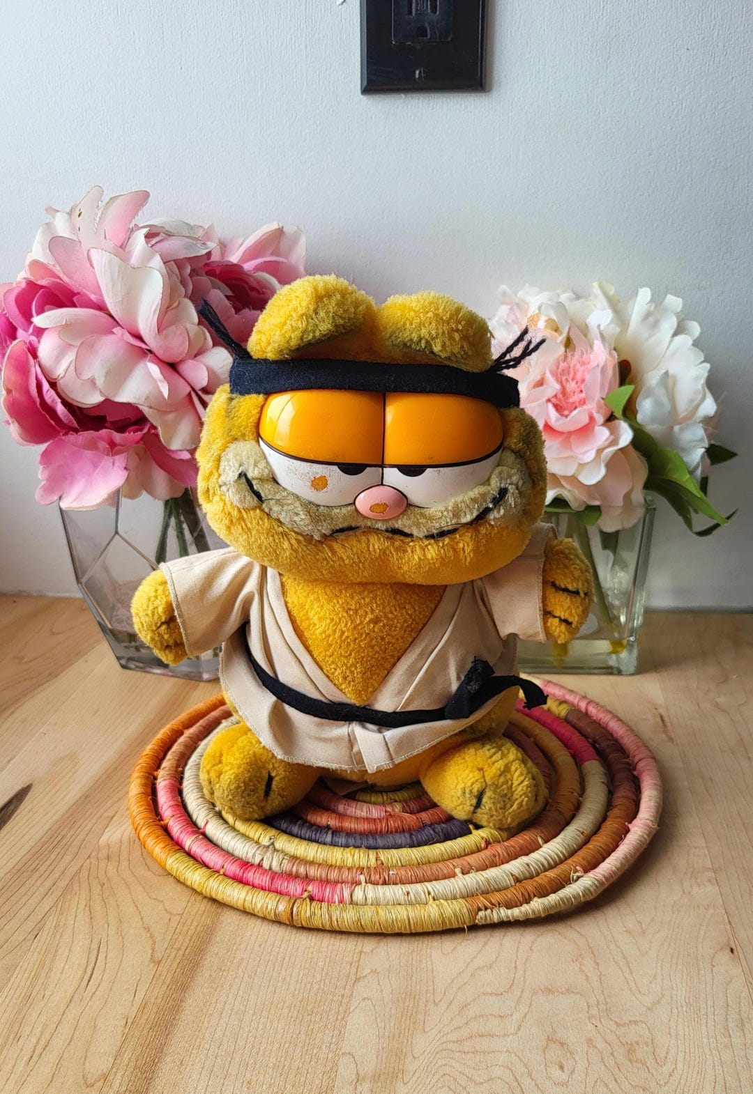 Vintage Garfield Karate Collectible Vintage Stuffed Push Toy, Cat ...