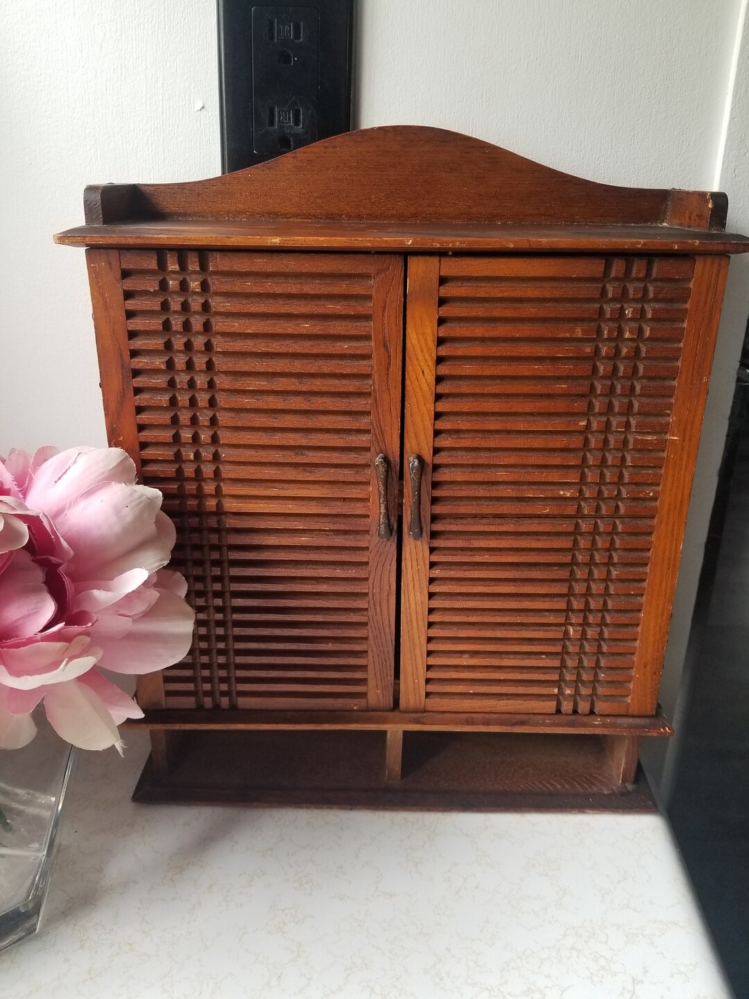 Rustic Spice Rack Vintage Spice Shelf Cabinet Classic Wood Spice Shelf ...