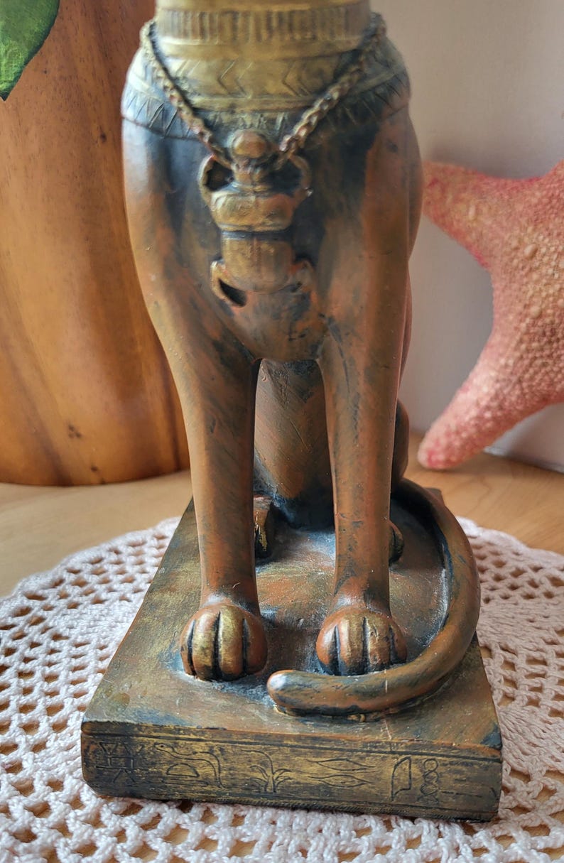 Vintage Ancient Egyptian Siamese Cat God Statue. Bastet Bronze Color ...