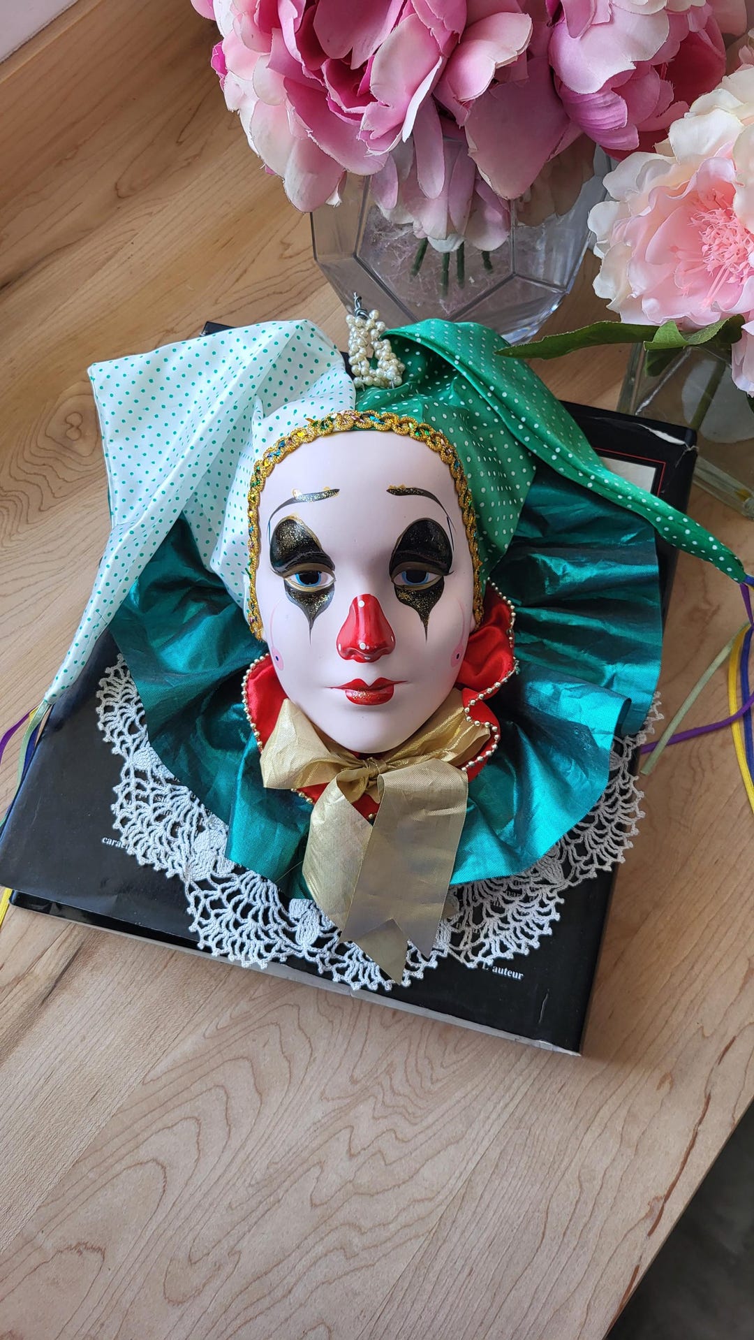 Vintage Large Porcelain Clown Face, Doll Head, Hand Painted Face, Clown ...