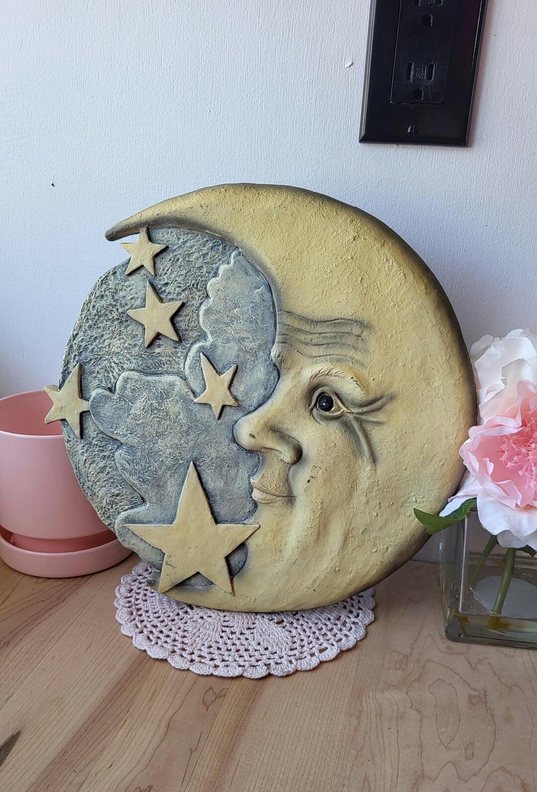 Vintage 90s Celestial Sun Moon and Star Resin Wall Hanging Y2K Decor ...