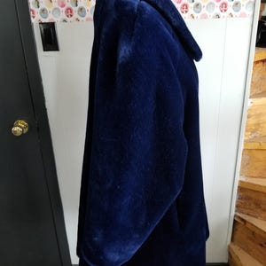 Vintage London Fog Faux Fur Coat Long Size 8 Blue Dark Blue - Etsy