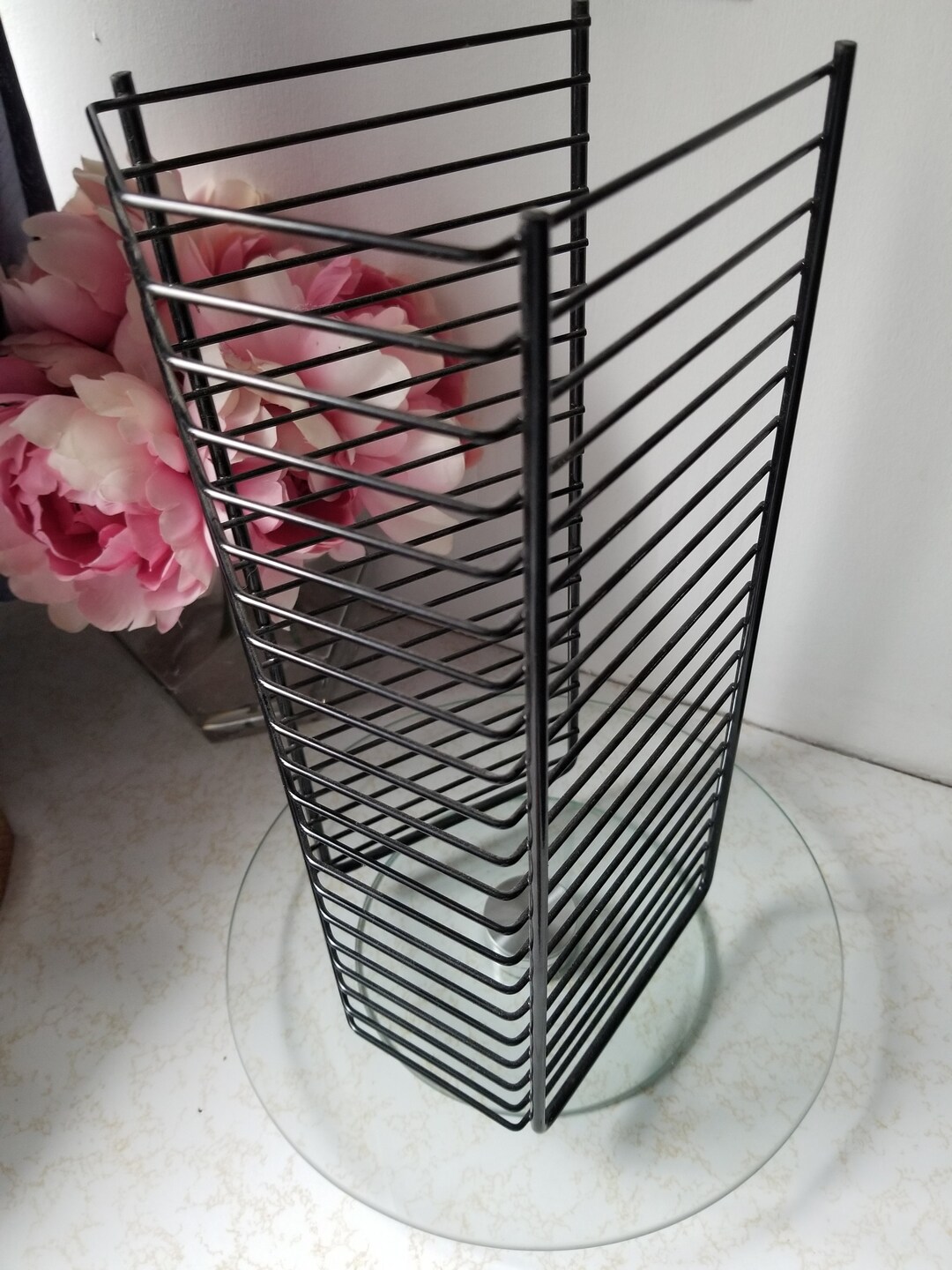 Vintage 1990s Atlantic Metal CD Tower Rack 12 Holds 20 Black Holder ...