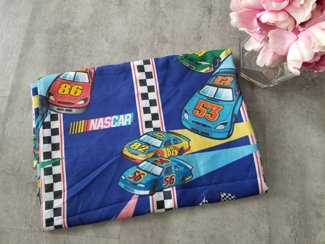 Vintage 90's Nascar Dan River Twin Flat Sheet , Race Cars, Boy Bedding ...