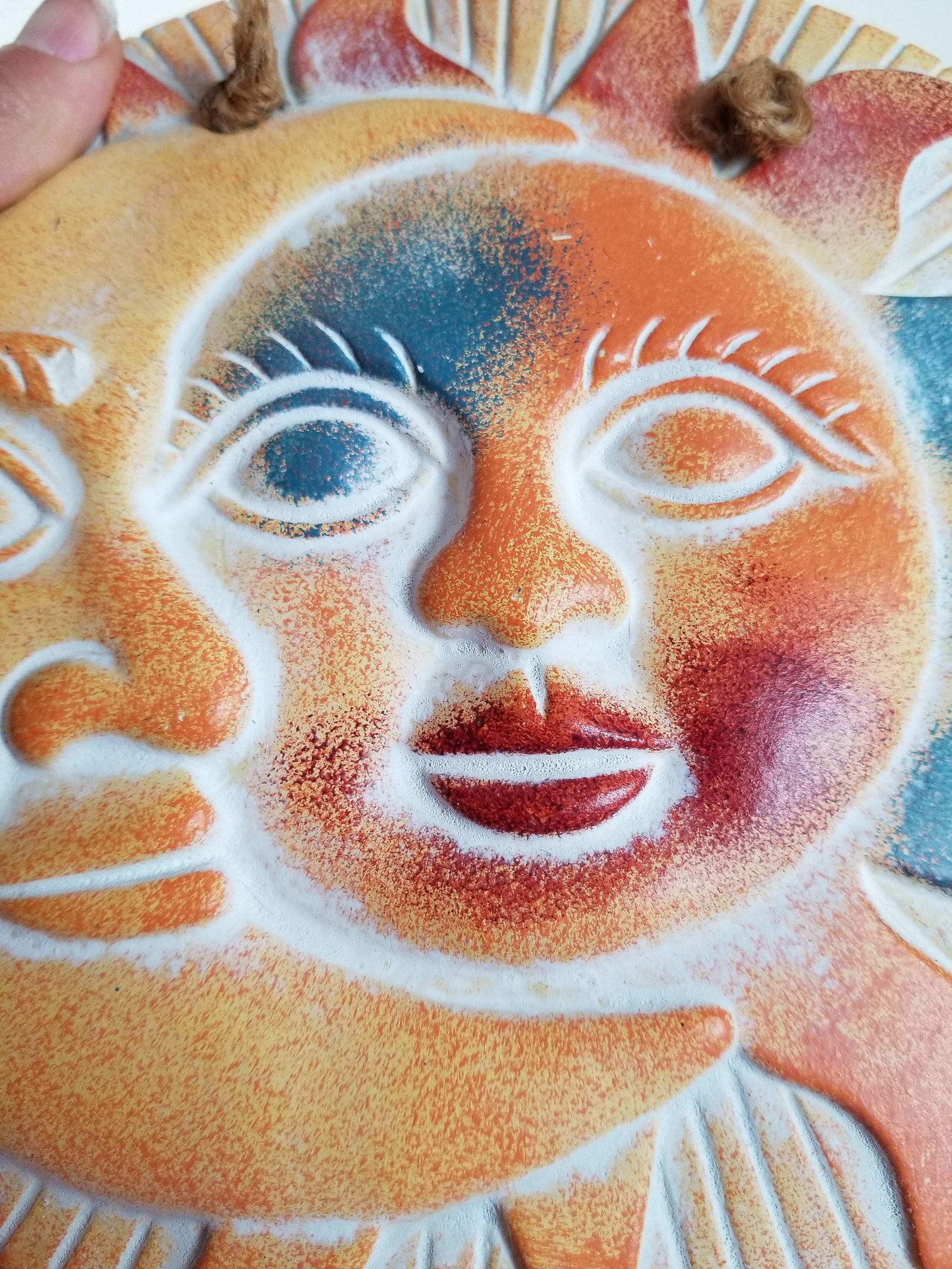 Vintage Terra Cotta Sun & Moon Wall Hanging - Etsy