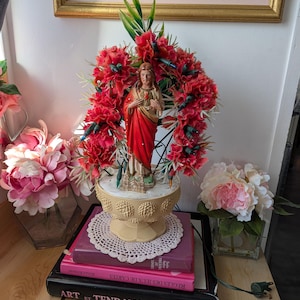 Vintage Kitsch Jesus Sacred Heart Religious Statue With Lights,flowers ...