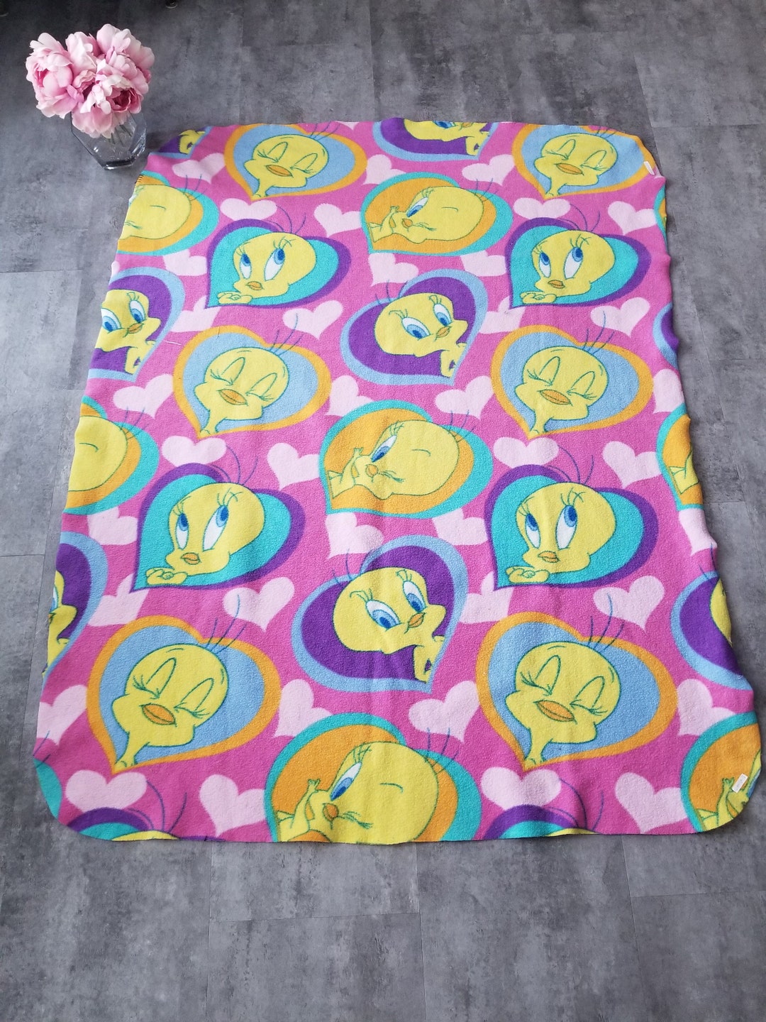 Vintage Looney Tunes Tweety Bird Blanlet Throw Hearts 58x46 - Etsy