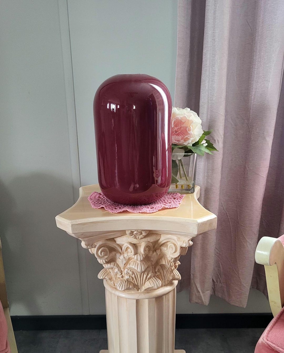 Vintage MCM Oval Vase Dark Cherry Red Ceramic Made in Canada Number ...