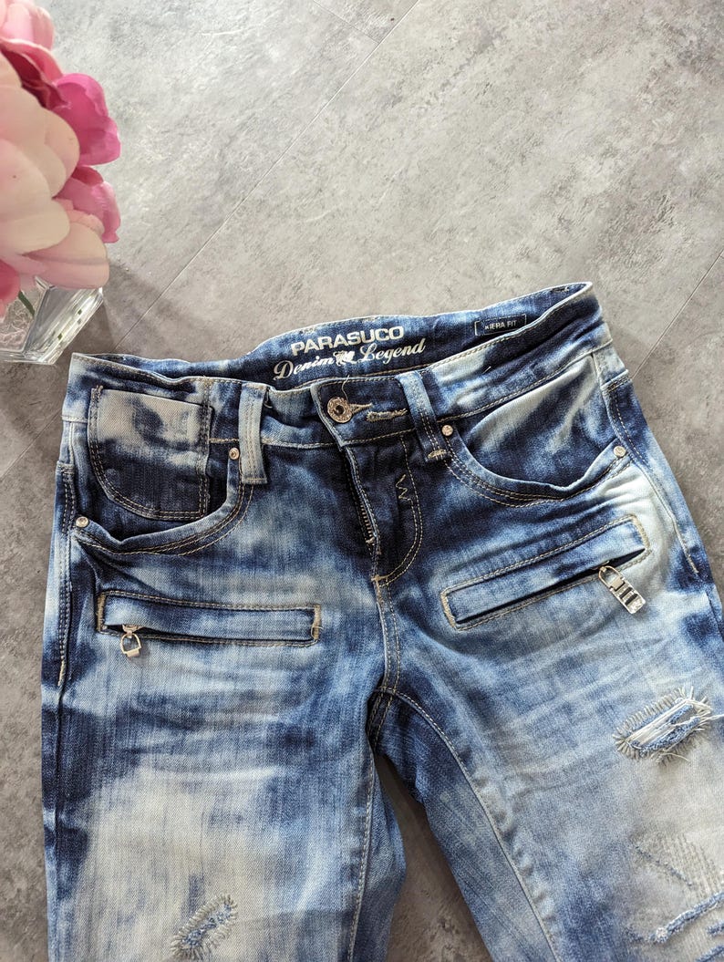 Vintage Y2K Parasuco Bleach Acid Wash Kiera Fit Size 26 Festival Jeans ...