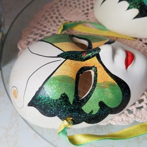 Vintage Pair of Butterfly Venetian Decorative Ceramic Wall Hanging Mask ...