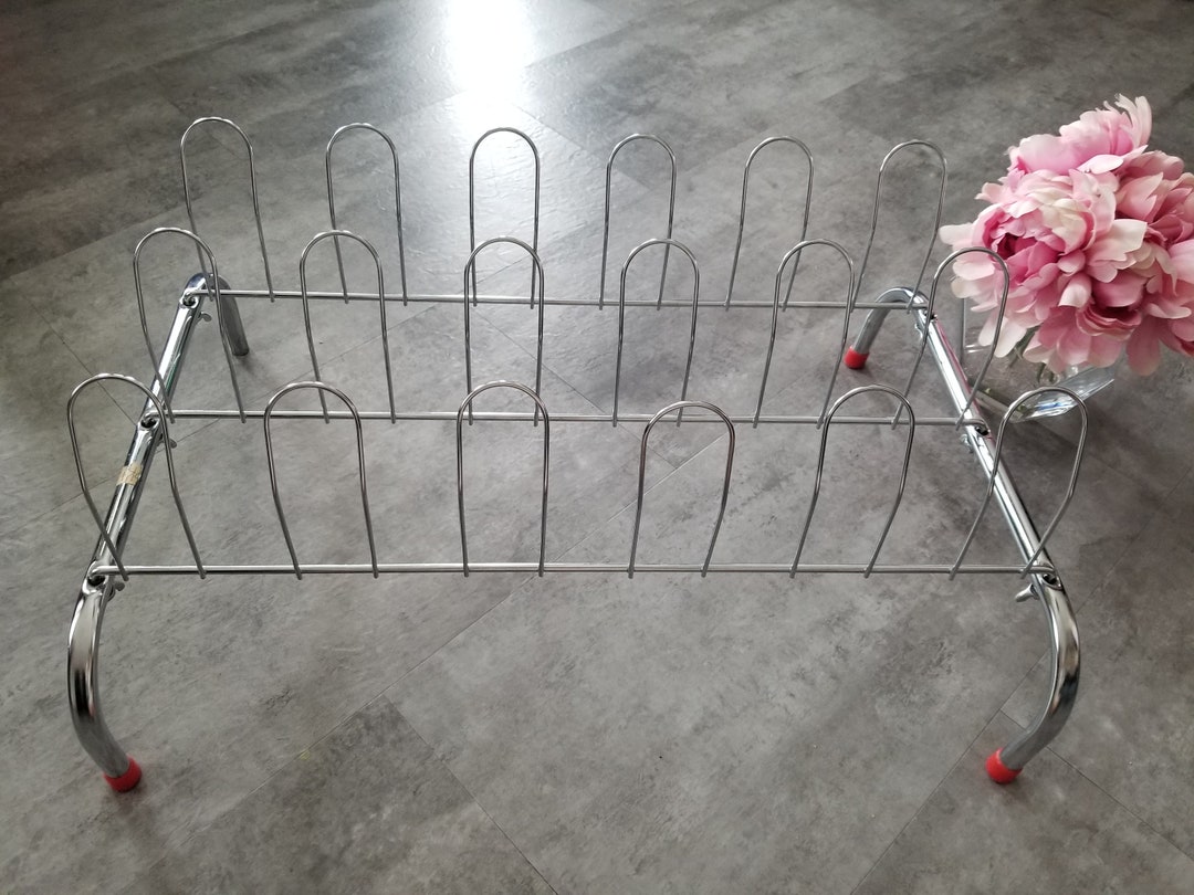 MCM Atomic Red & Chrome Shoe Rack, Vintage Metal 9 Pair Shoe Rack - Etsy
