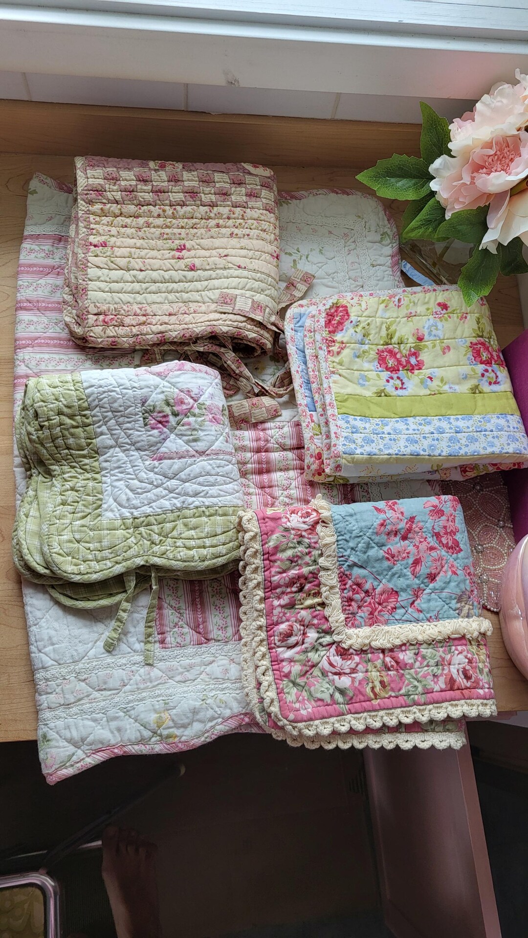 Vintage Set 5 Beautiful Mixmatched Cotton Patchwork Quilted Pillowcases ...