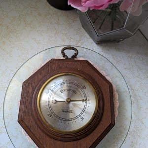 Vintage Barometer Octagon Shape Barometer Oak Wall Barometer Verichron ...